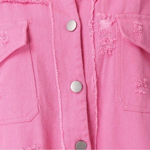 Jackets & Coats | Womens Oversized Pink Denim Jacket Casual Long ...